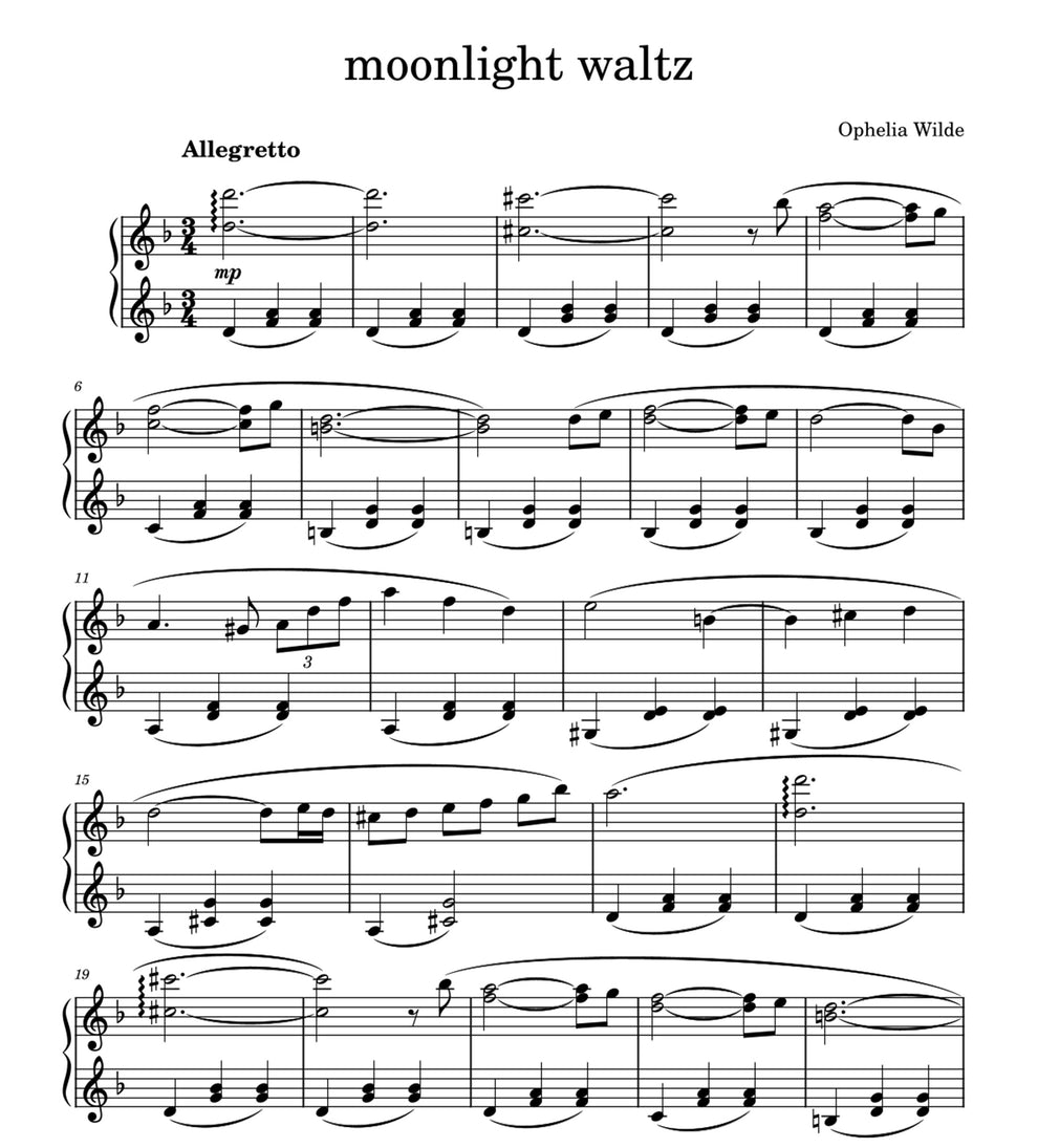moonlight waltz - Piano Sheet Music – Ophelia Wilde