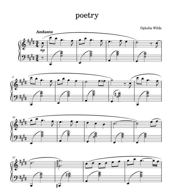 poetry - Piano Sheet Music – Ophelia Wilde
