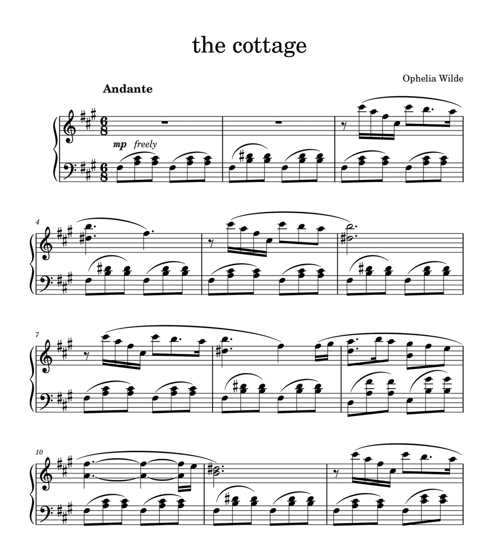 the cottage - Piano Sheet Music – Ophelia Wilde
